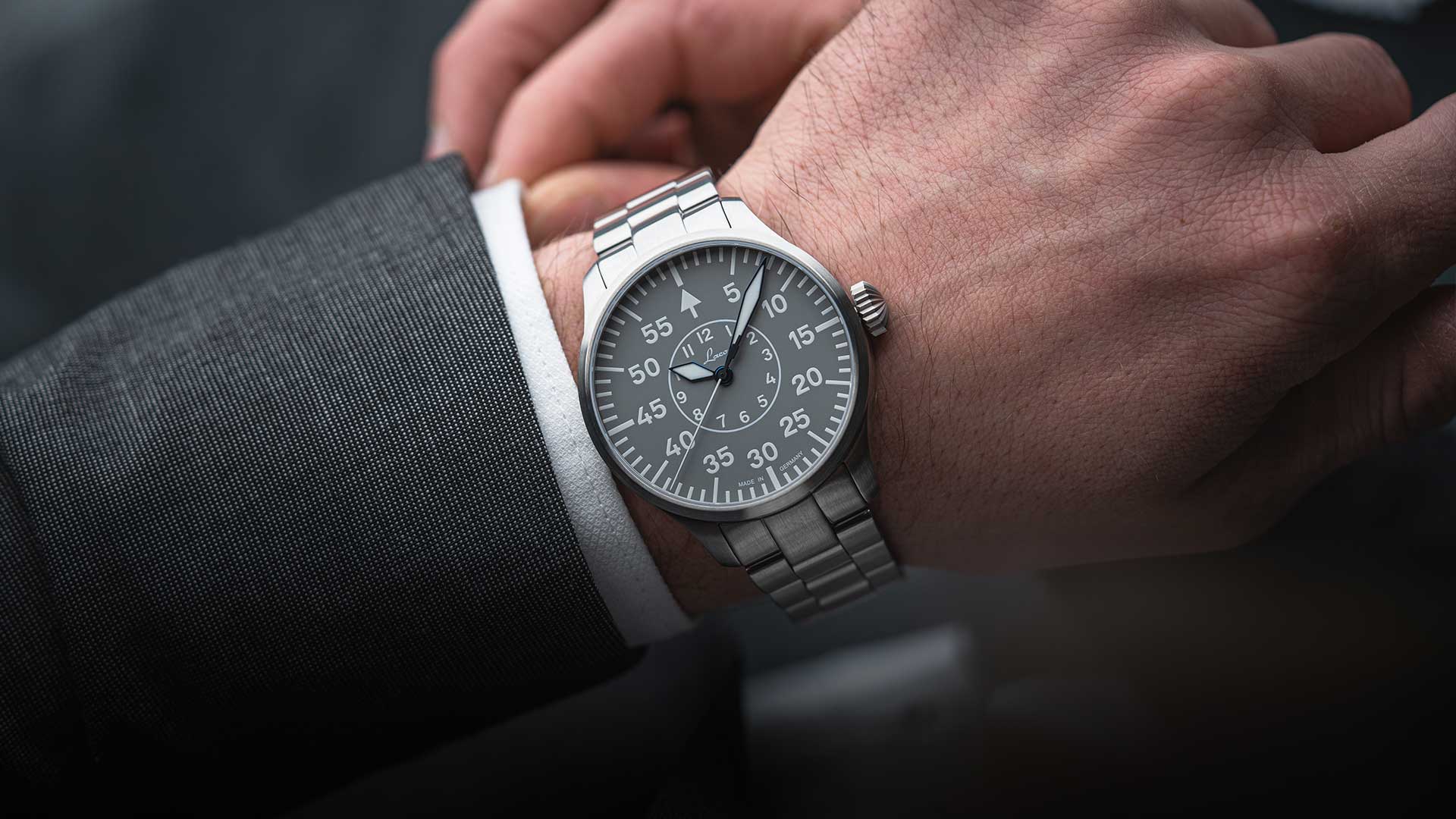 Pilot Watches BASIC by Laco Watches | Model Aachen Grau 39 MB